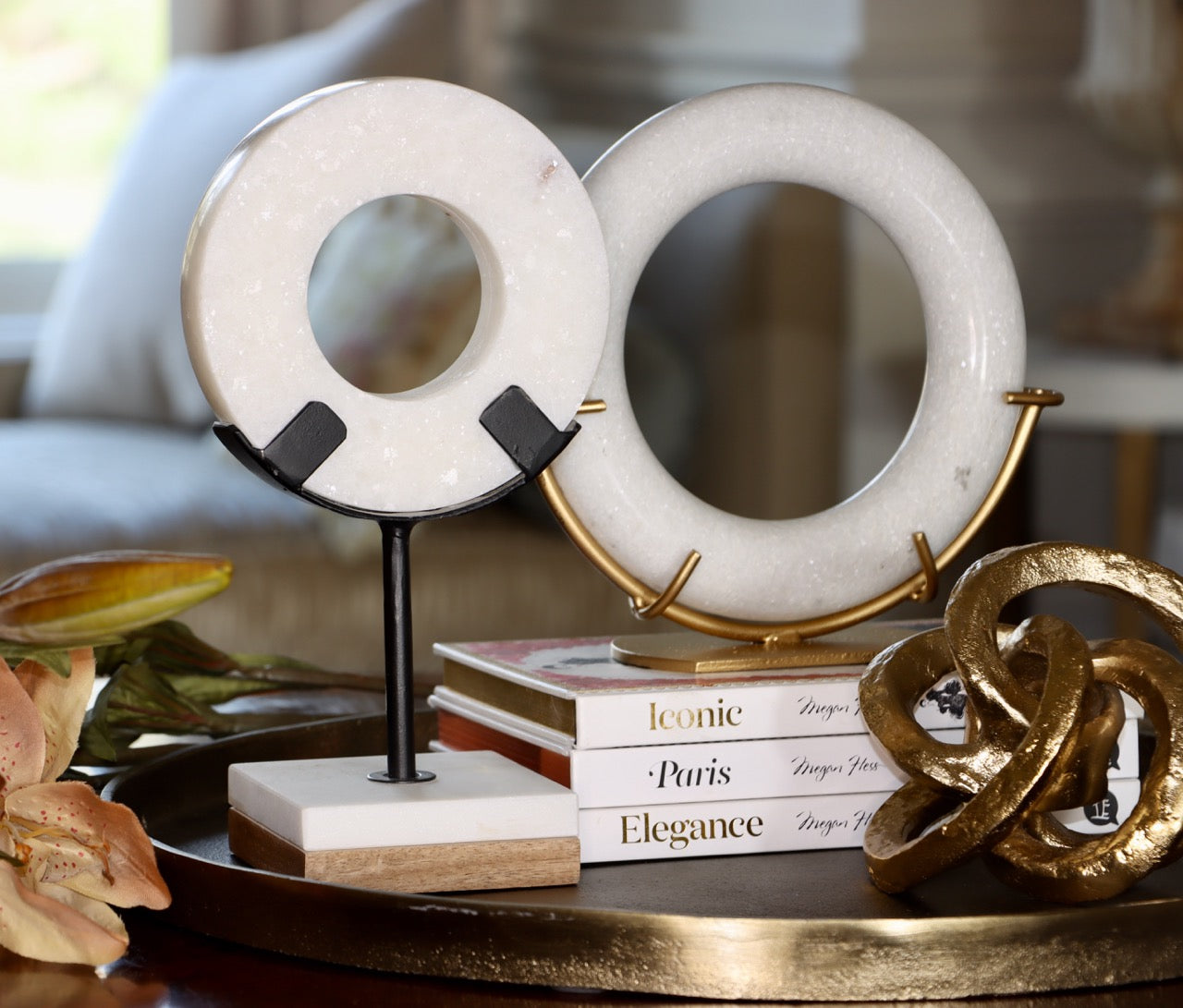 Marble Discs on Stand – Miriam Manzo Interiors